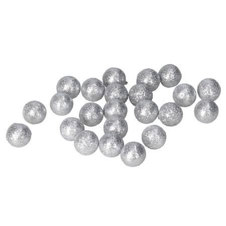 Set 50 bile decorative, Cu sclipici, 1.5 cm, Argintiu - eMAG.ro