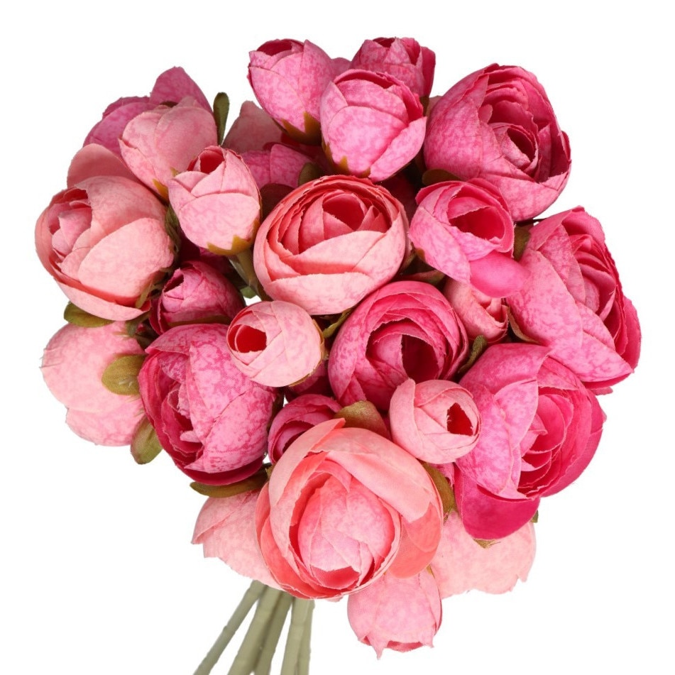 Flori artificiale, Satin, Bujori, 30 cm, Roz - eMAG.ro