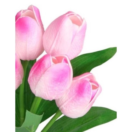 Buchet lalele artificiale, Cauciuc/Silicon, Roz - eMAG.ro