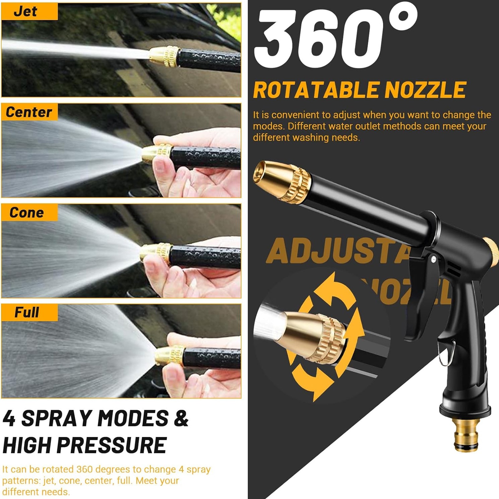 Kit pistol de spalare cu inalta presiune, Negru - eMAG.ro