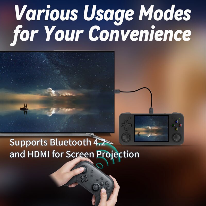 Consola de joc ANBERNIC RG35XX H, portabila, cu 5000 de jocuri clasice, WiFi, cu iesire HDMI ...