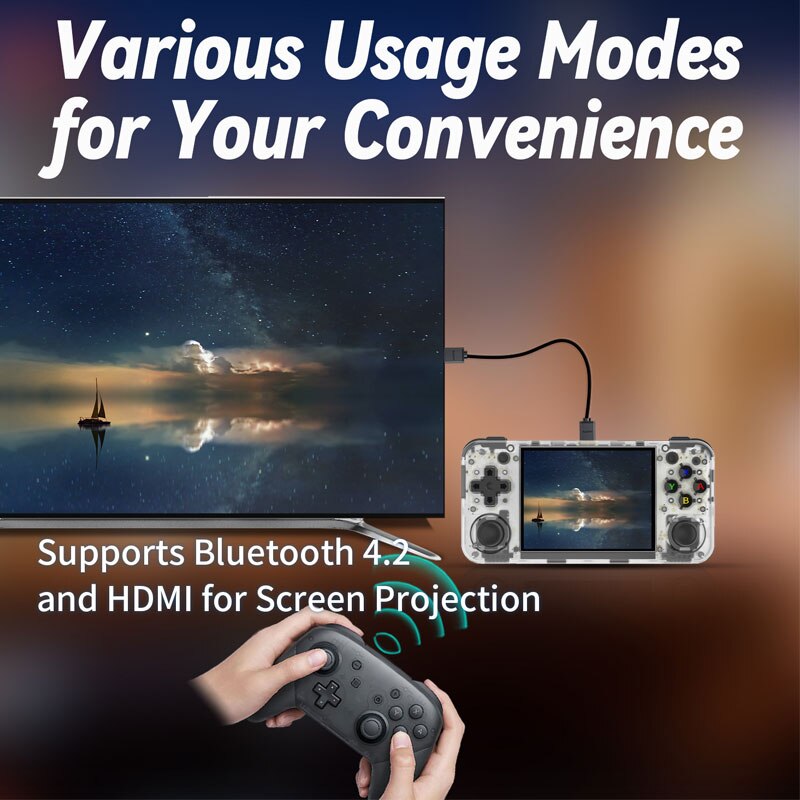 Consola de joc ANBERNIC RG35XX H, portabila, cu 5000 de jocuri clasice, WiFi, cu iesire HDMI ...