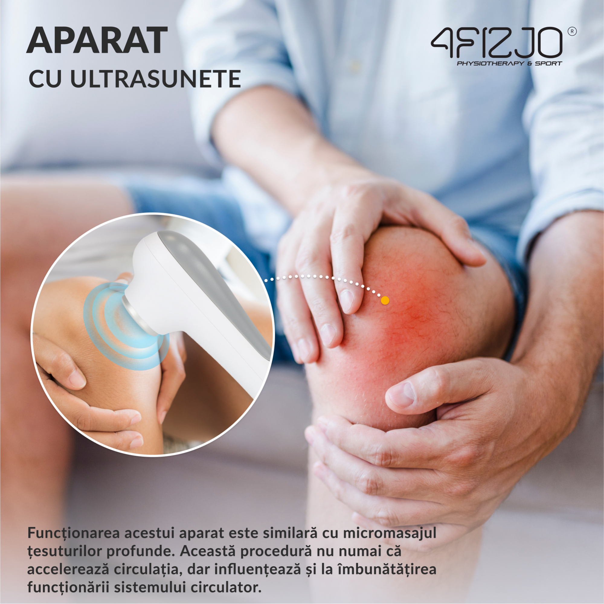 Aparat pentru terapie cu ultrasunete, PRO+ 4FIZJO, 5 niveluri de ...