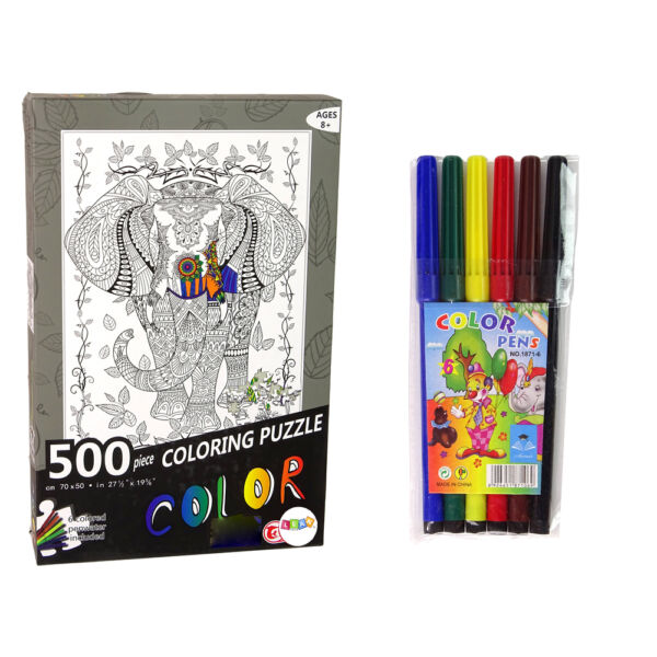 Puzzle de colorat - elefant - 500 piese - 70 x 50 cm - eMAG.ro