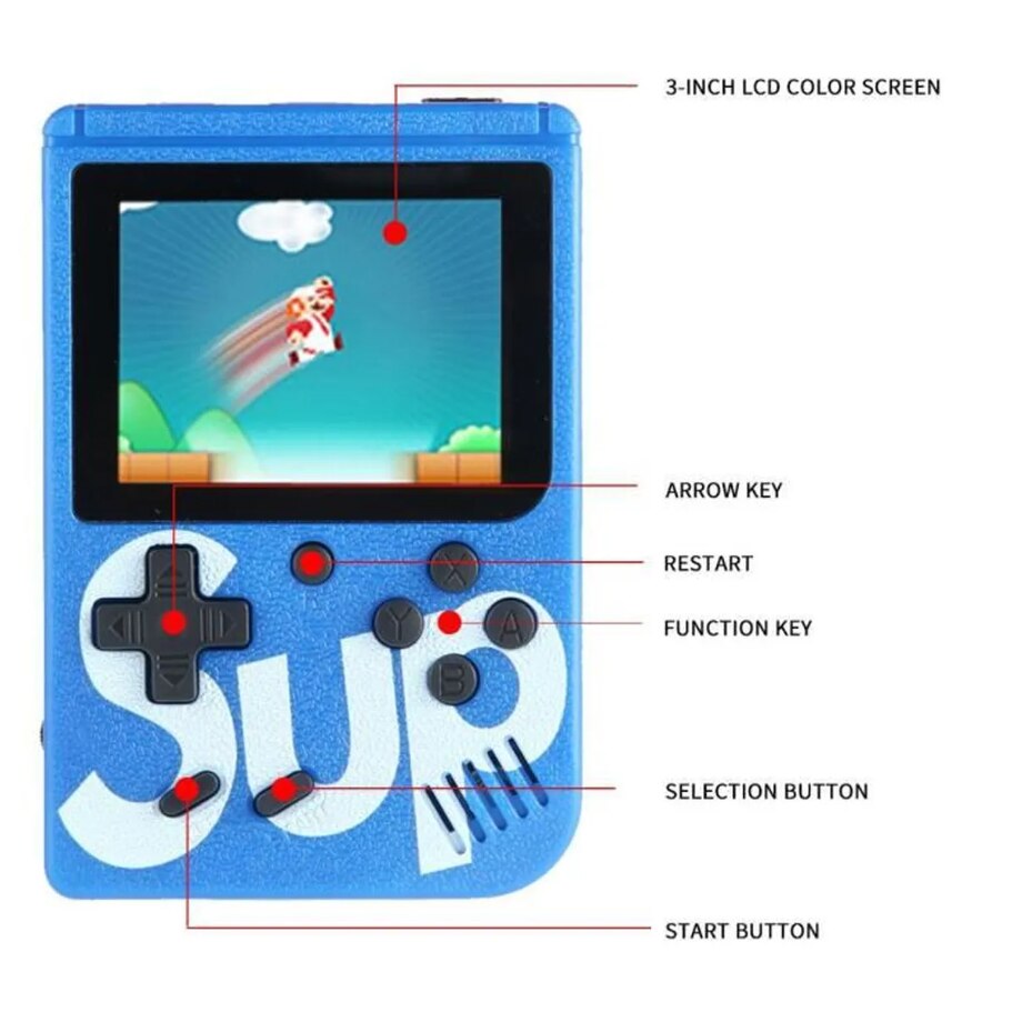 Mini consola portabila, pentru jocuri, Zola®, 400 de jocuri diferite ...