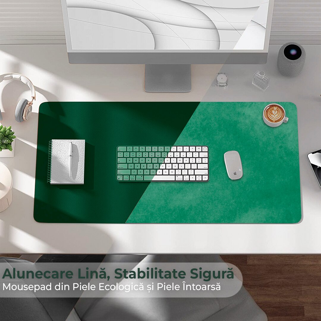 Mousepad office XXL Timebox cu doua fete din piele pu si piele intorasa ...