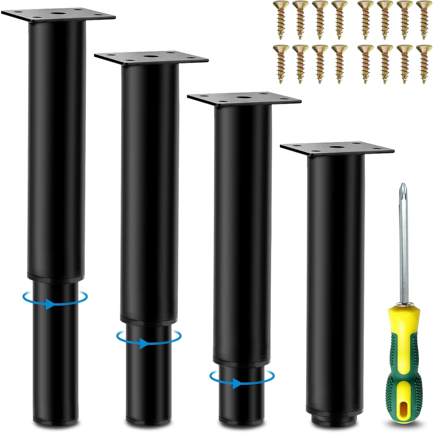 Set 4 picioare mobilier reglabile, Jormftte, 20 cm, Negru - eMAG.ro