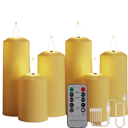 Set 6 lumanari LED reincarcabile, cu telecomanda, efect de flacara ...