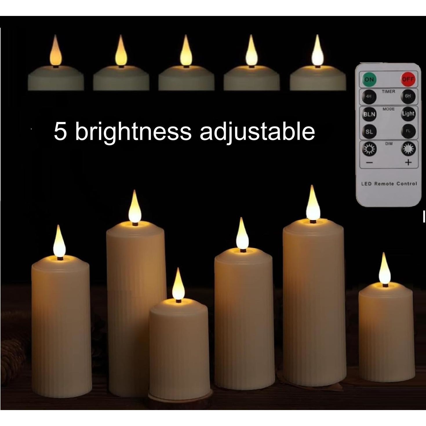 Set 6 lumanari LED reincarcabile, cu telecomanda, efect de flacara ...