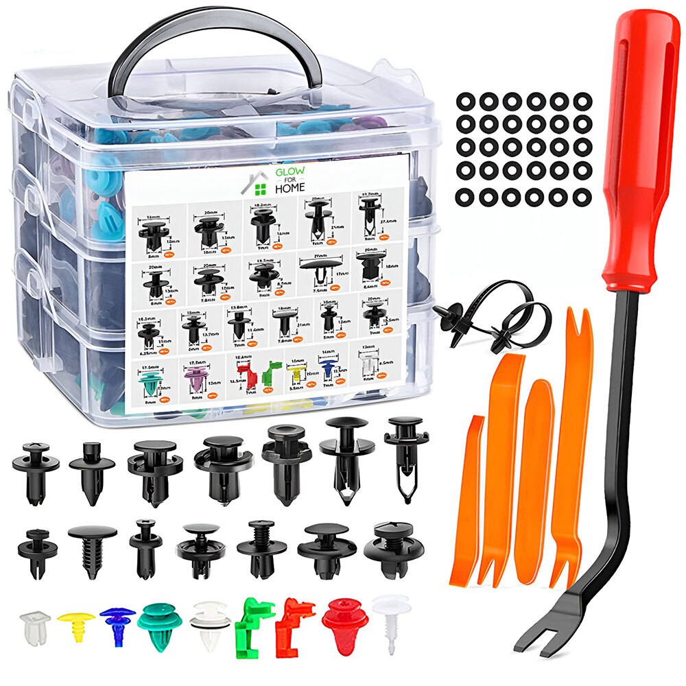 Set 725 piese cu 635 de clipsuri universale si 45 cleme fixare si scule ...