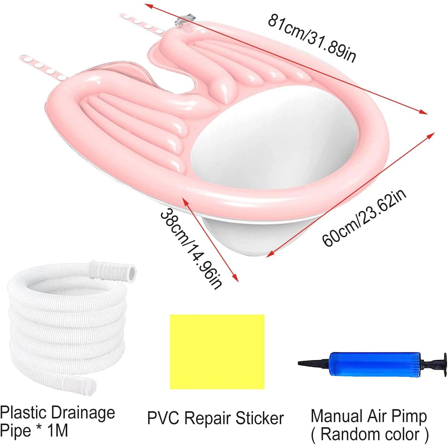 Bazin gonflabil pentru spalarea parului, Plastic, 60 x 81 x 38 cm, Alb ...