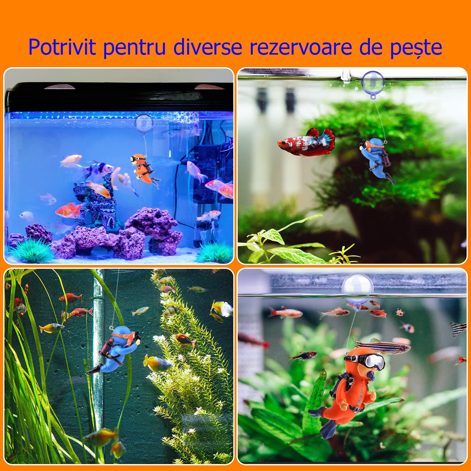Set 3 decoratiuni pentru acvariu, Multicolor - eMAG.ro
