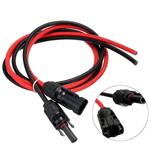 Set 2 cabluri solare terminate cu conectori, EW, 2 x 10 m, Rosu/Negru ...