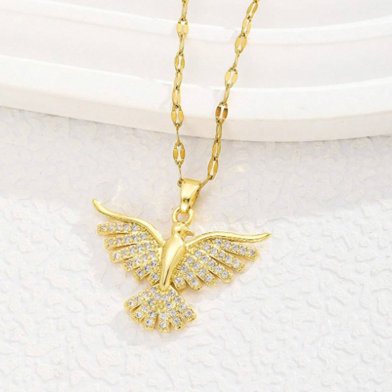 Lant dama, pandantiv pasare cu aripi intinse, model delicat elegant ...