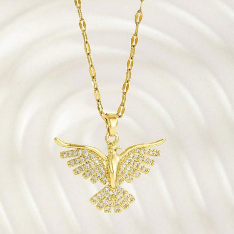 Lant dama, pandantiv pasare cu aripi intinse, model delicat elegant ...