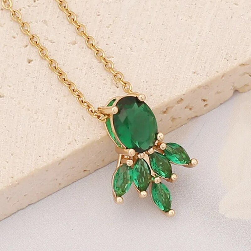 Lant dama, pandantiv cristal elegant, model frunza delicata, tematica I ...
