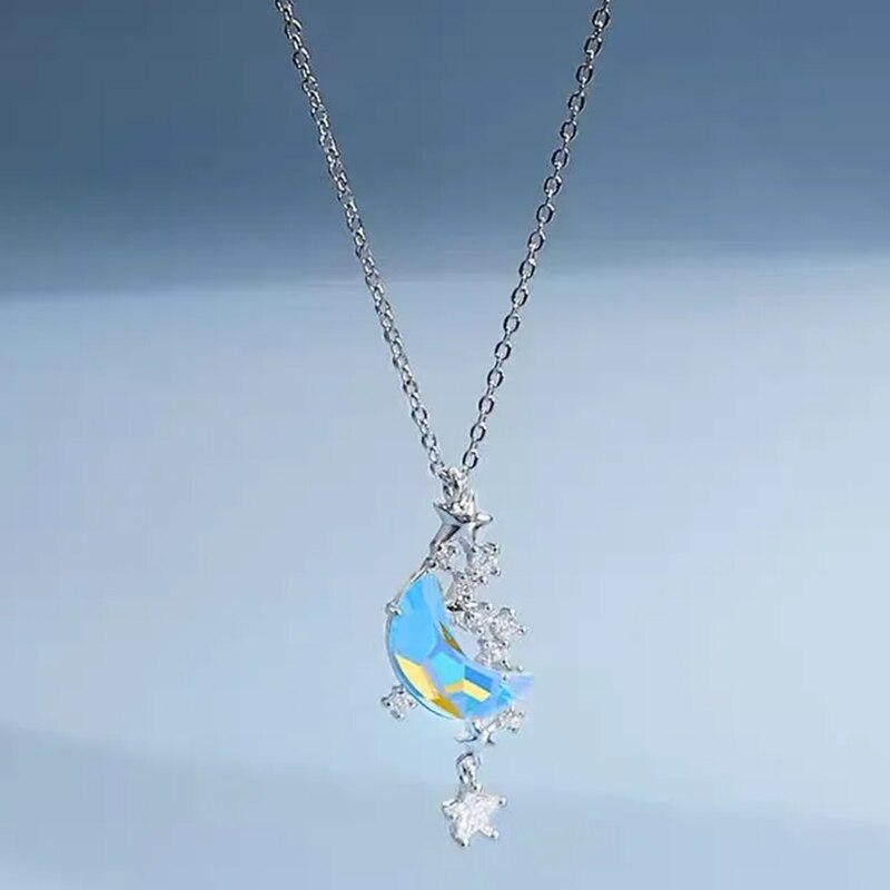 Lant dama, pandantiv cu luna si stele, model elegant delicat, tematica ...