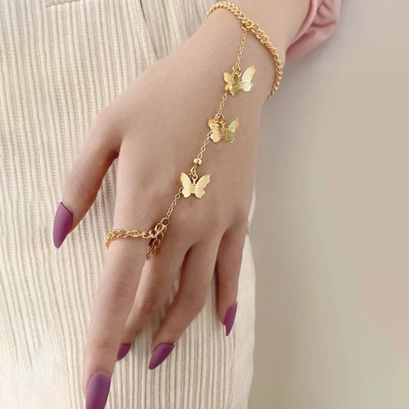 Bratara dama, cu prelungire pe deget tip inel, model elegant gheisa ...