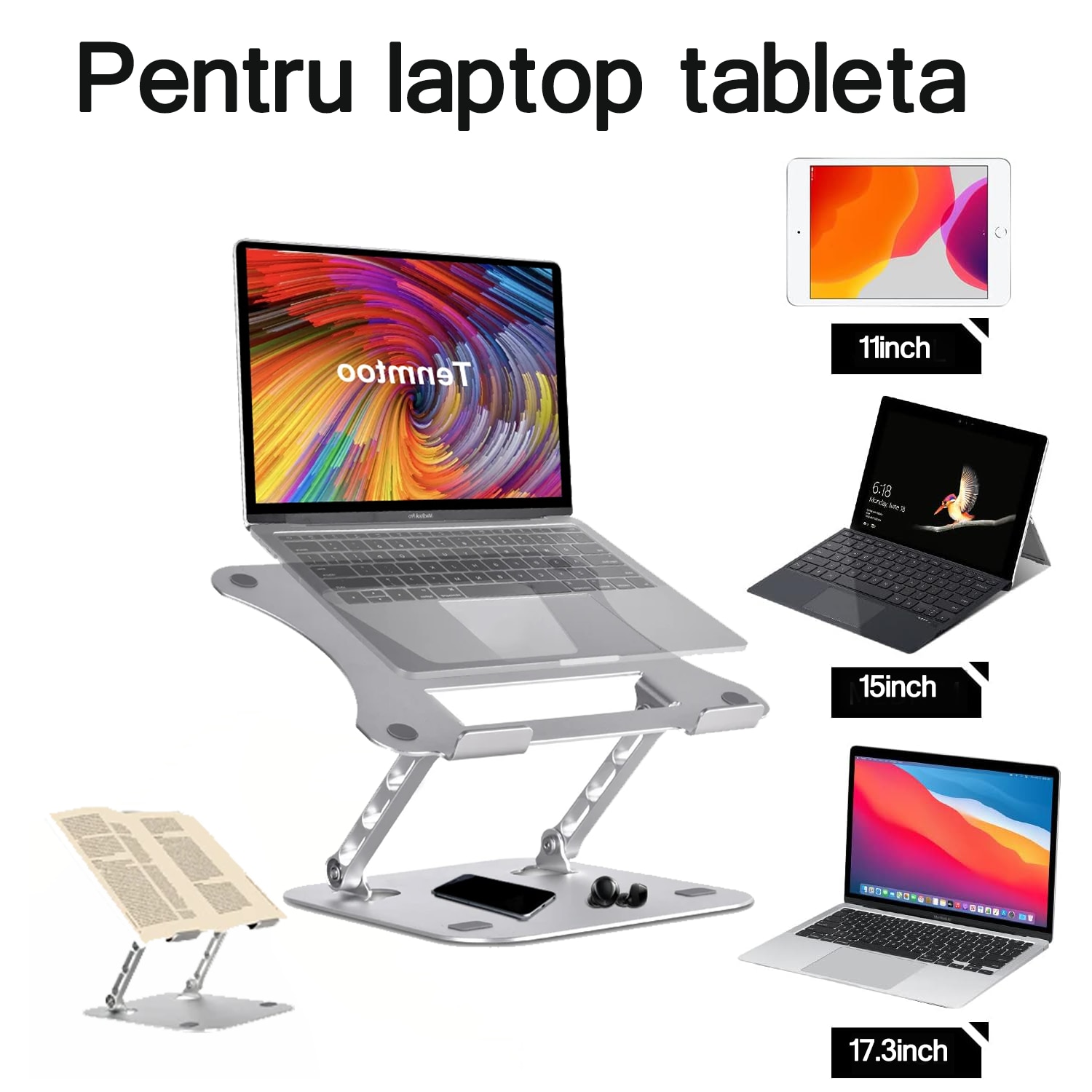 Suport laptop 10-17.3‘’, Pliabil, BYONDSELF®, Ergonomic, Inaltime ...
