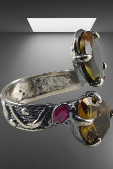 Inel din argint 925, TSR cu piatra naturala zultanit lacrima marime 18 ...