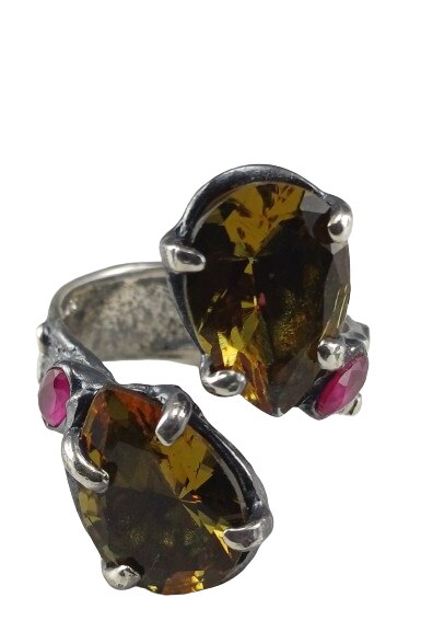 Inel din argint 925, TSR cu piatra naturala zultanit lacrima marime 18 ...