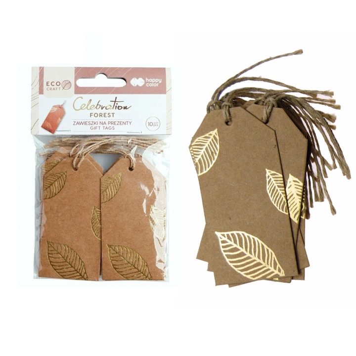 Etichete cadou dreptunghiulare forest, Hartie, Maro, 10 buc - eMAG.ro