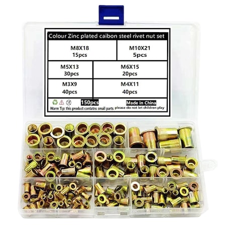 Set 150 nituri filetate, Minetgnon®, otel, M3, M4, M5, M6, M8, M10 ...