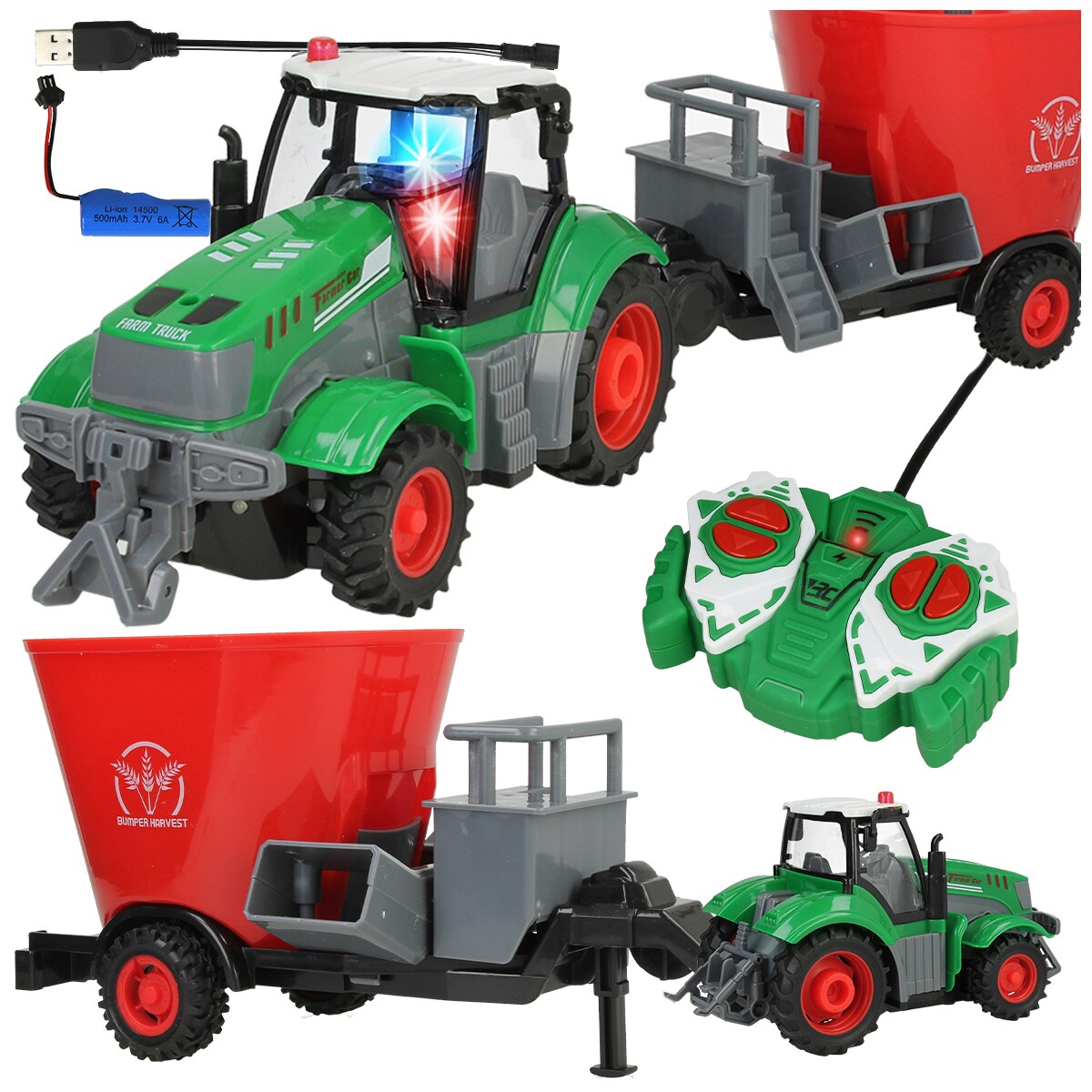 Tractor cu telecomanda cu remorca detasabila + telecomanda Z809 - eMAG.ro