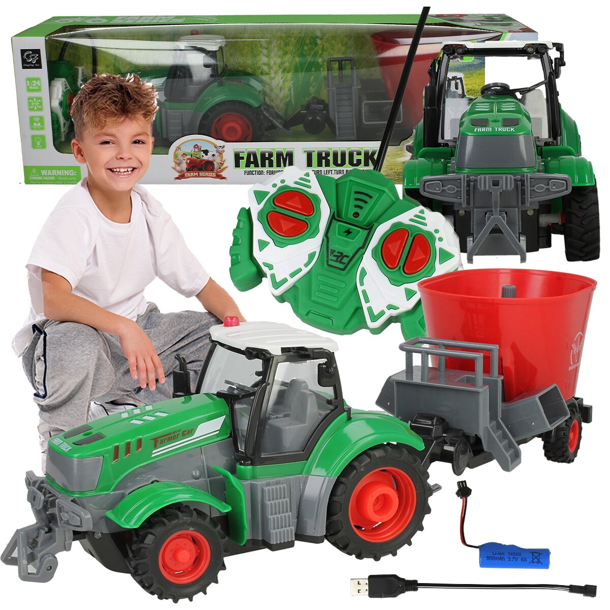 Tractor cu telecomanda cu remorca detasabila + telecomanda Z809 - eMAG.ro
