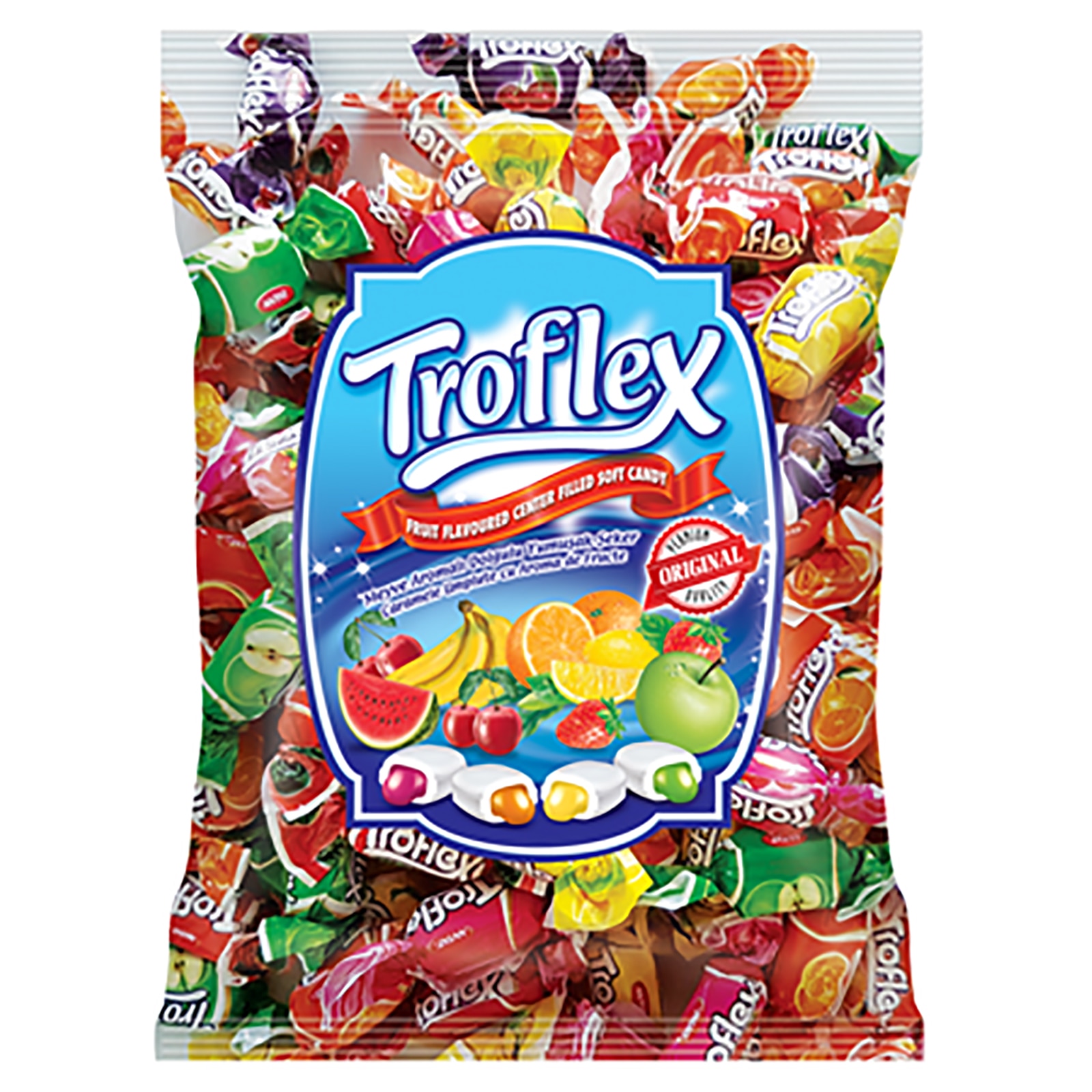 Caramele gumate umplute cu aroma de fructe, 800 g, TROFLEX Paradise ...