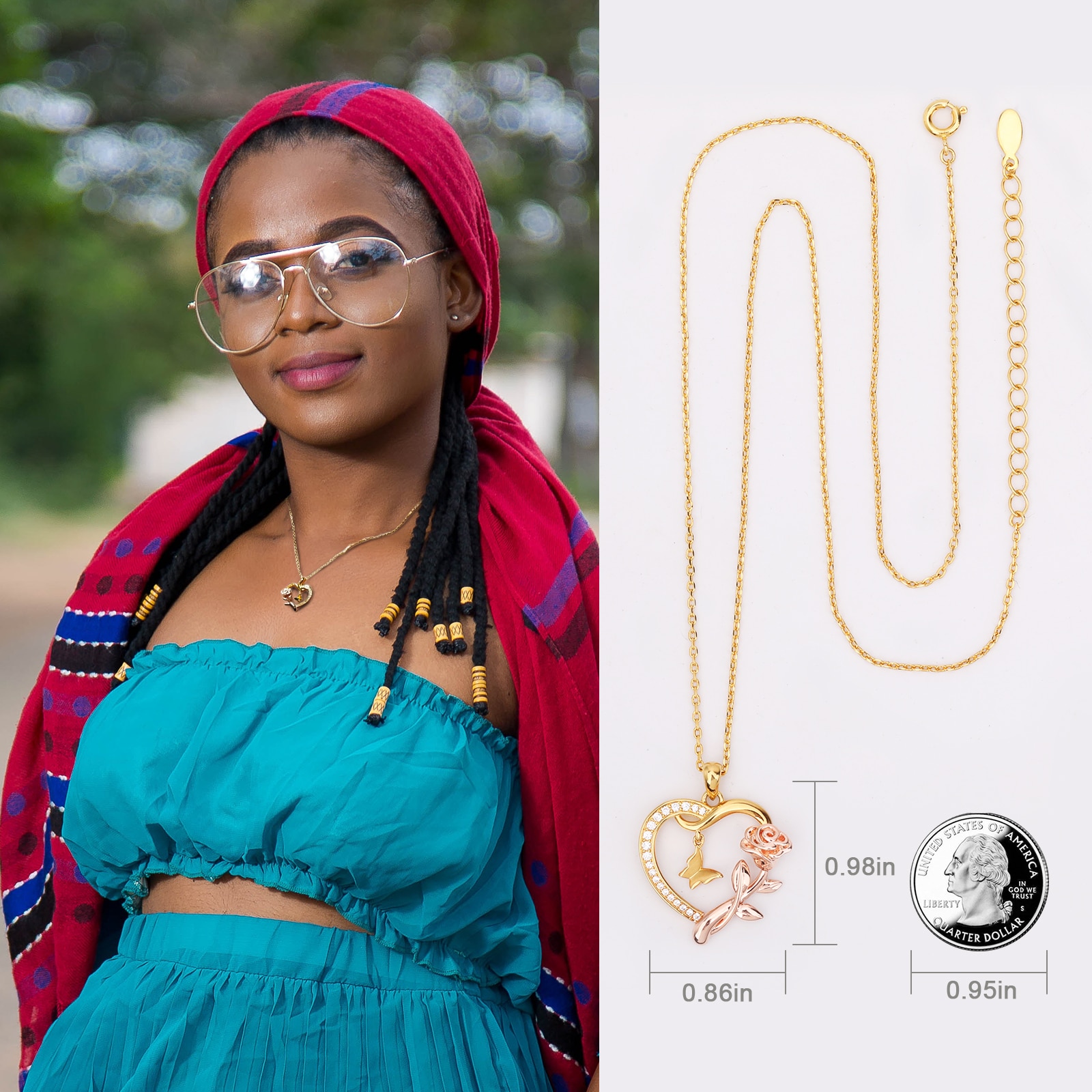 Colier inima pentru femei, Alsanix, Argint sterling, Auriu - eMAG.ro