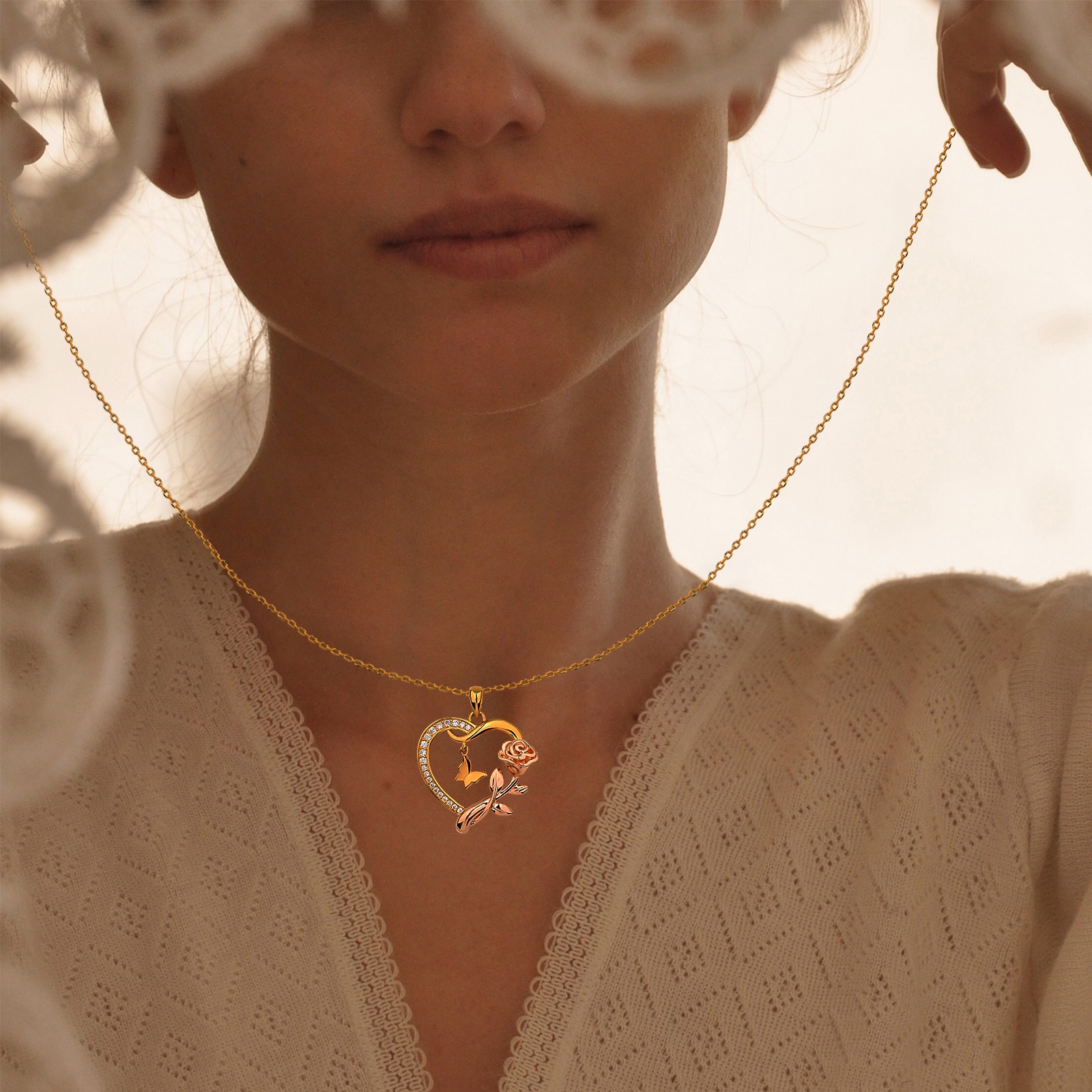 Colier inima pentru femei, Alsanix, Argint sterling, Auriu - eMAG.ro