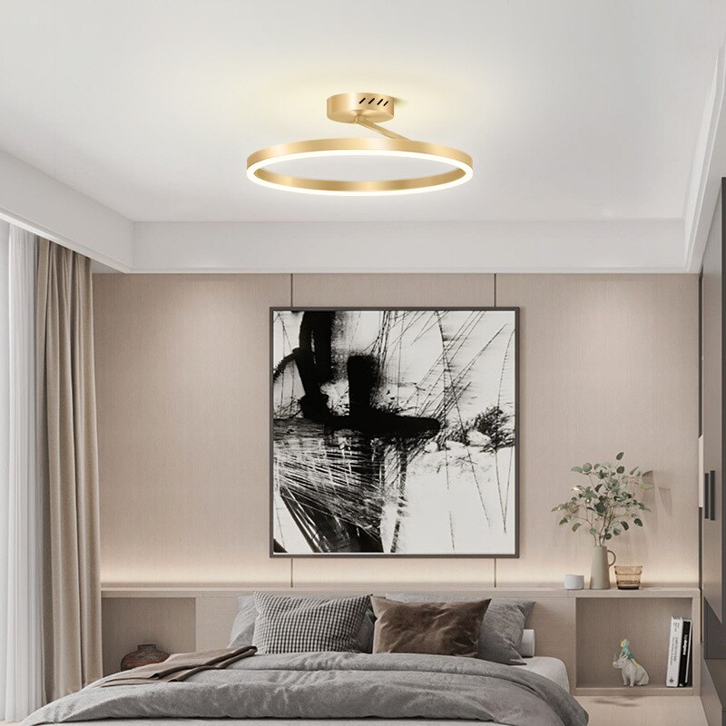 Lustra LED, Forma Cerc Rotunda, Auriu, 50 cm, 55W - eMAG.ro