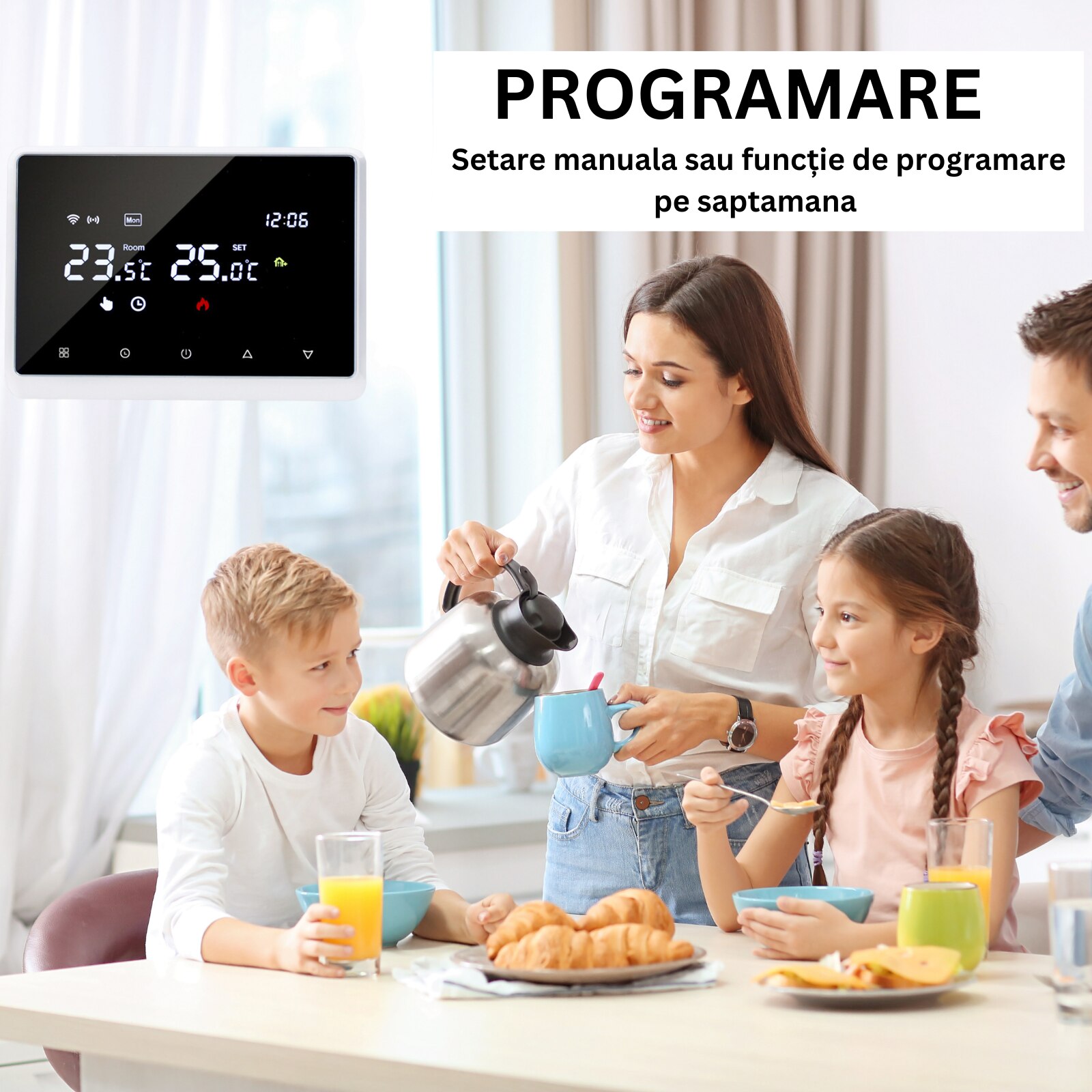 Termostat de Ambient Wifi Infiniteea™ Inteligent, Control prin ...