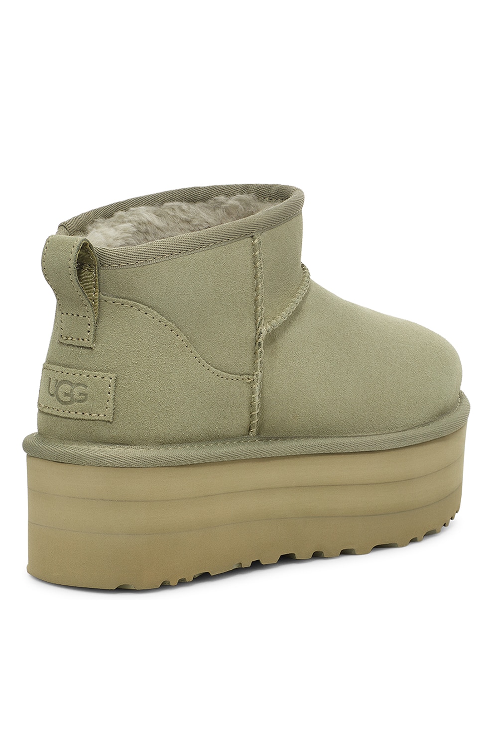 UGG, Ghete de piele intoarsa fara inchidere Classic Ultra Mini, Verde ...