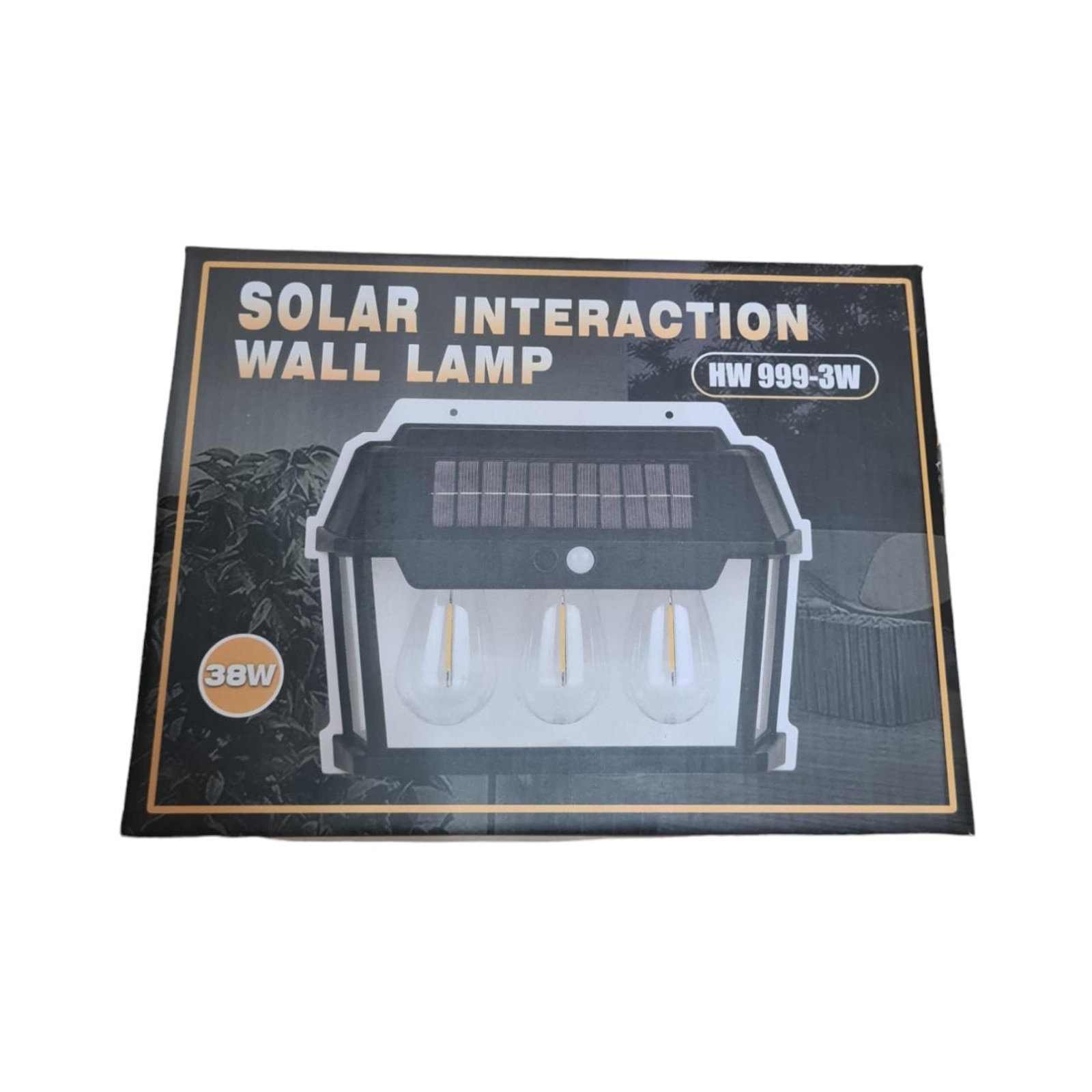 Lampa de perete cu 3 becuri LED, senzor de miscare si panou fotovoltaic ...