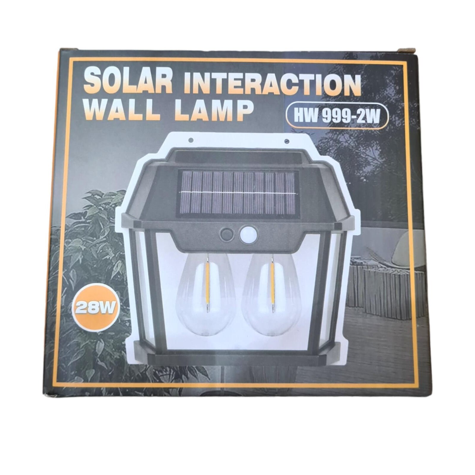 Lampa de perete cu 2 becuri LED, senzor de miscare si panou fotovoltaic ...