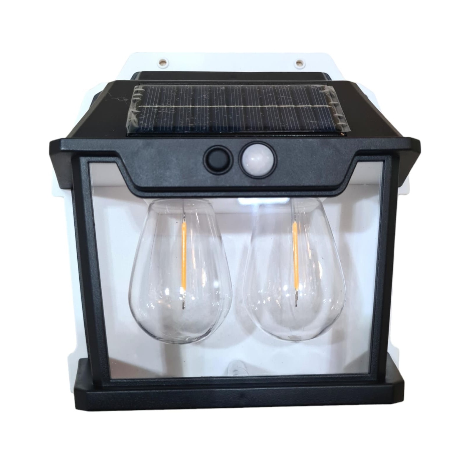Lampa de perete cu 2 becuri LED, senzor de miscare si panou fotovoltaic ...