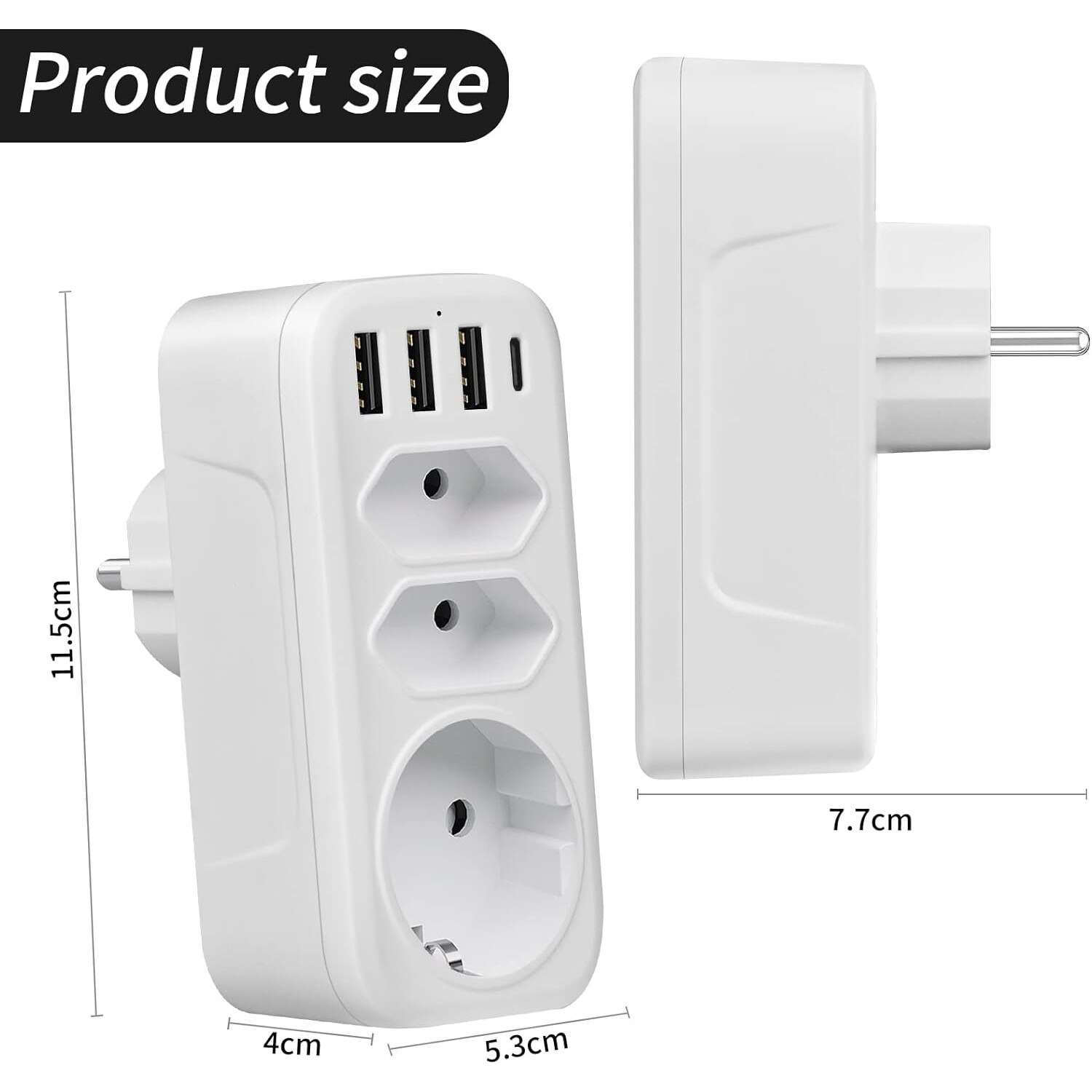 Priza multipla cu 3 iesiri USB si 1 type C, alb - eMAG.ro