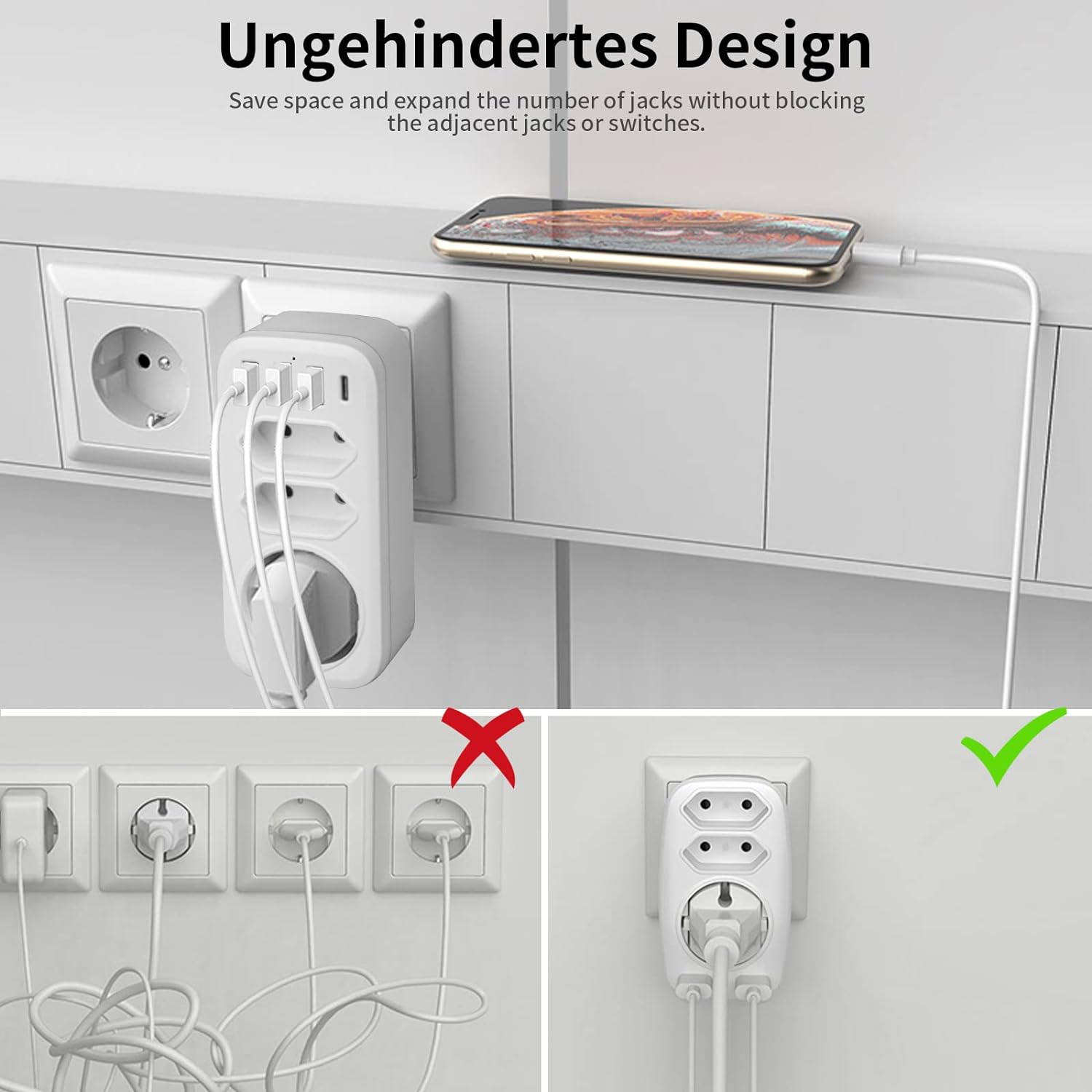 Priza multipla cu 3 iesiri USB si 1 type C, alb - eMAG.ro