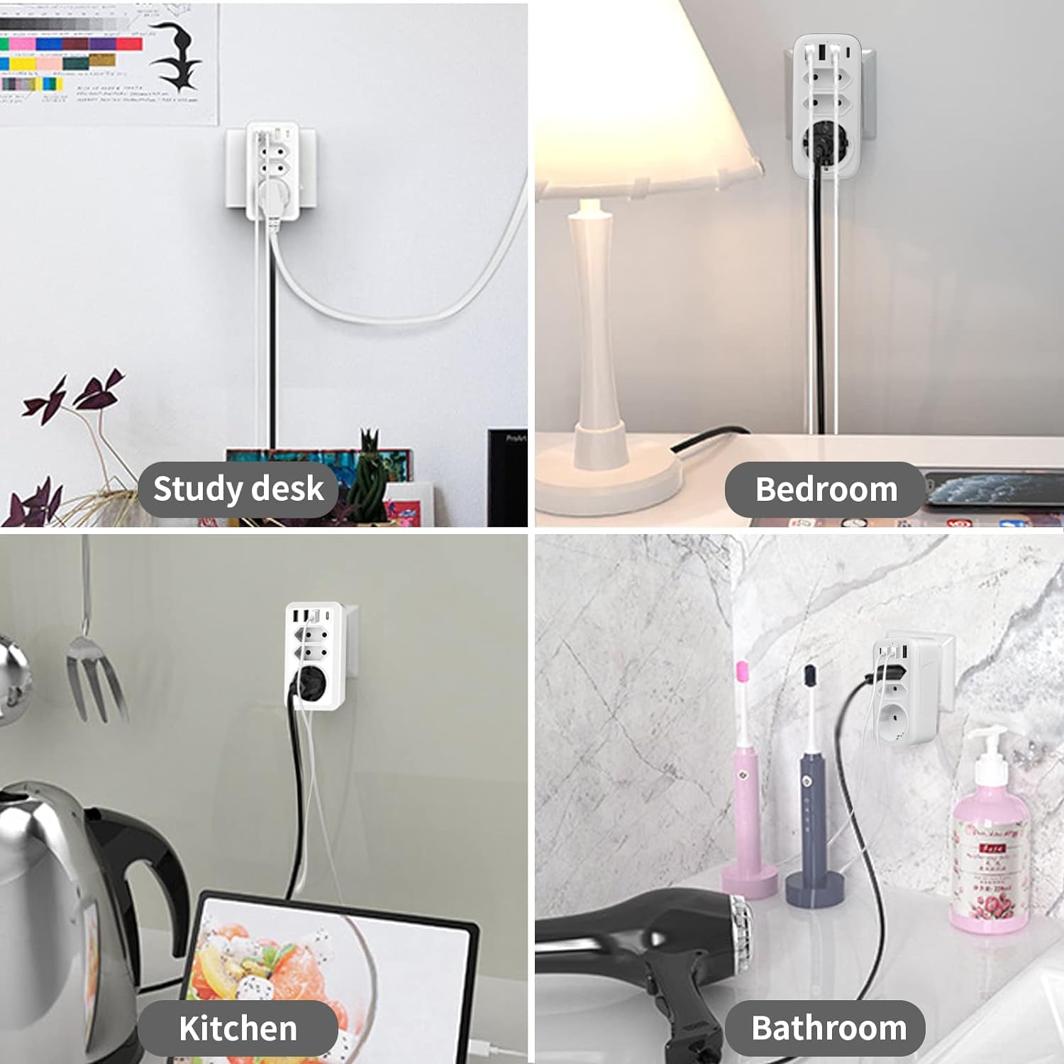 Priza multipla cu 3 iesiri USB si 1 type C, alb - eMAG.ro
