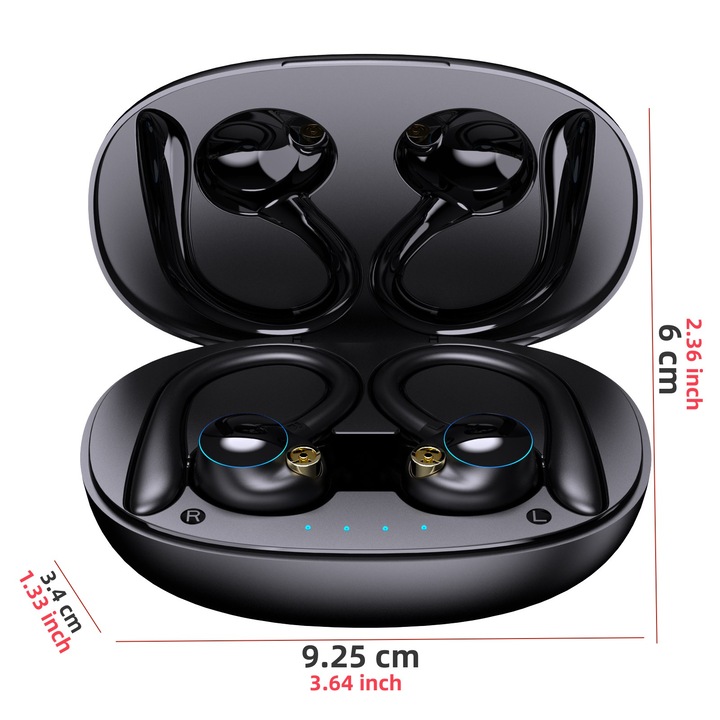 Casti fara fir sport in-ear, Bluetooth 5.2, TWS, Negru - eMAG.ro