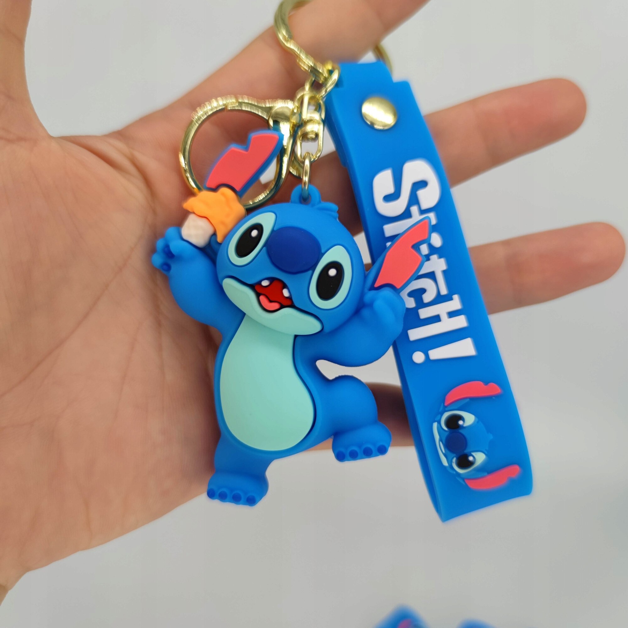 Breloc pentru masina, chei, Lilo i Stitch, guma/metal, 16 cm, Albastru ...