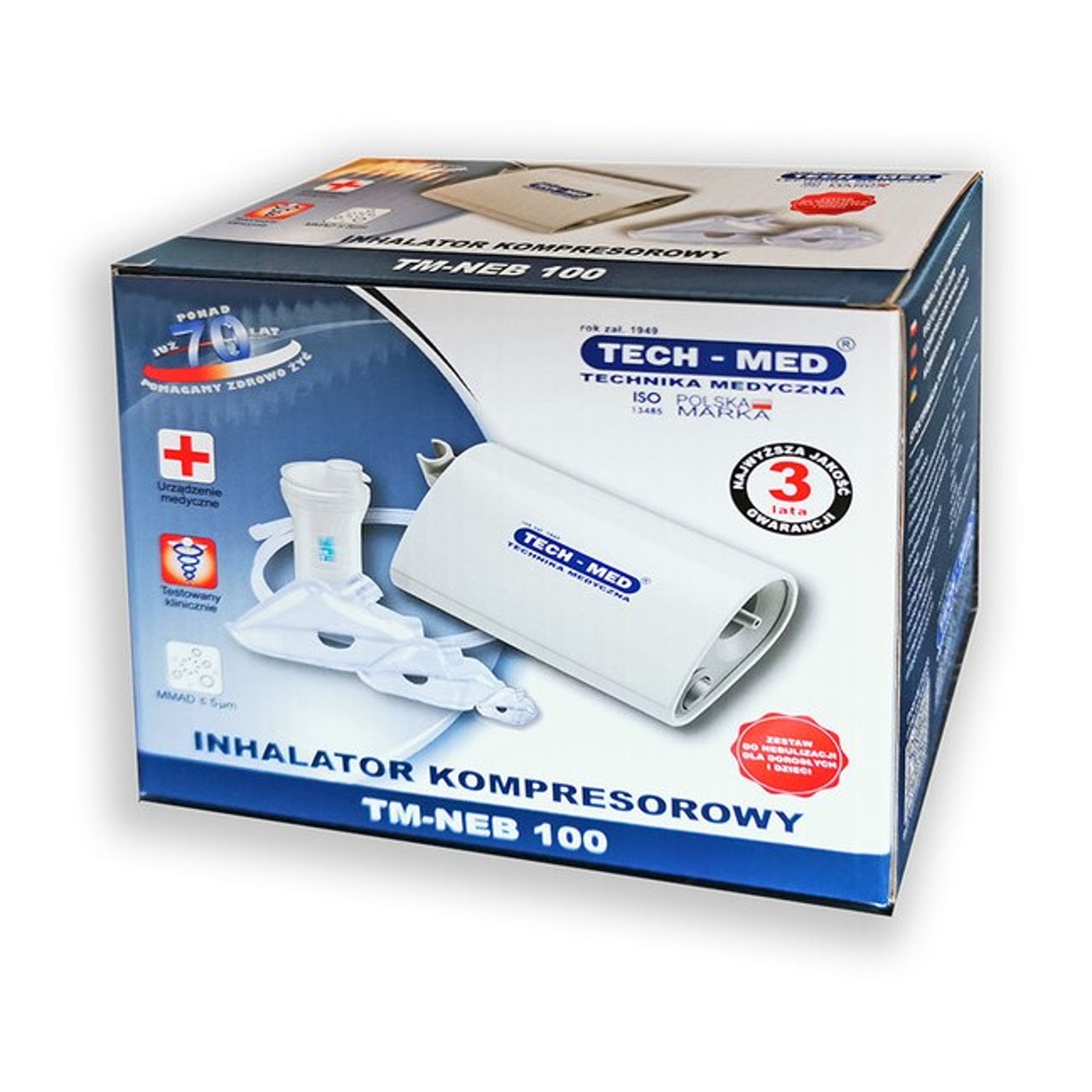 Inhalator cu compresor Tech-Med TM-NEB 100, cu 3 masti, alb - eMAG.ro