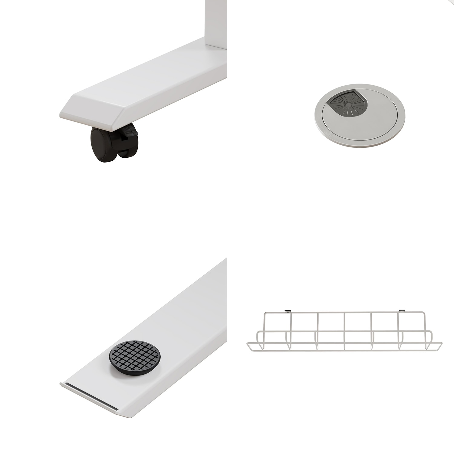 Birou Forma L reglabil electric pe inaltime, Gudewill, MDF/Otel, Cu ...