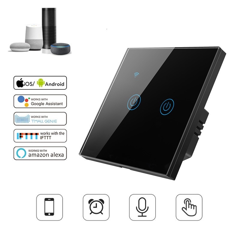 Intrerupator tactil inteligent Wi-Fi cu 2 butoane - eMAG.ro