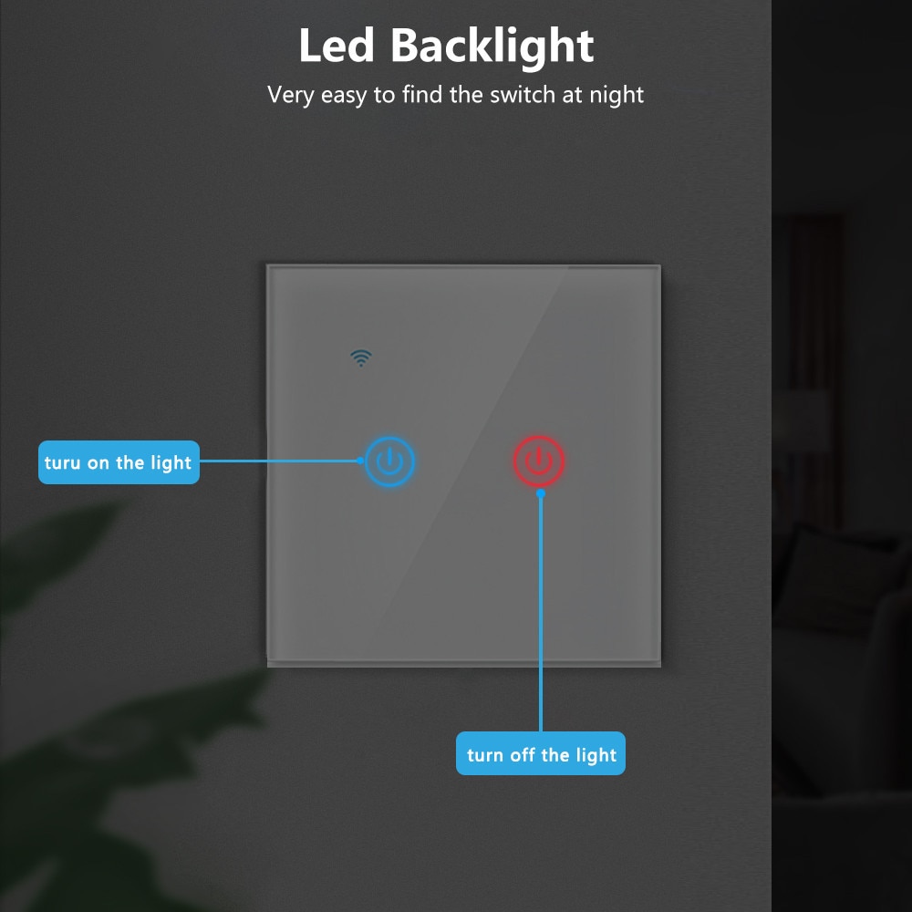 Intrerupator tactil inteligent Wi-Fi cu 2 butoane - eMAG.ro