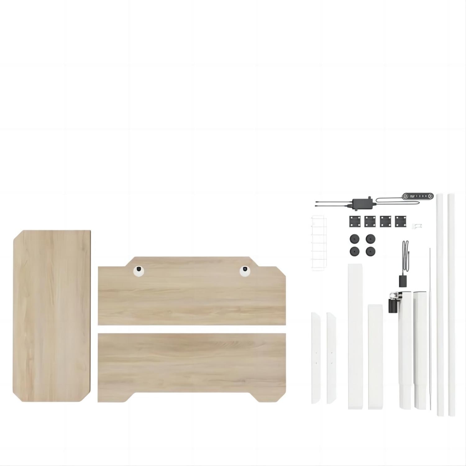 Birou Forma L reglabil electric pe inaltime, Gudewill, MDF/Otel, Cu ...