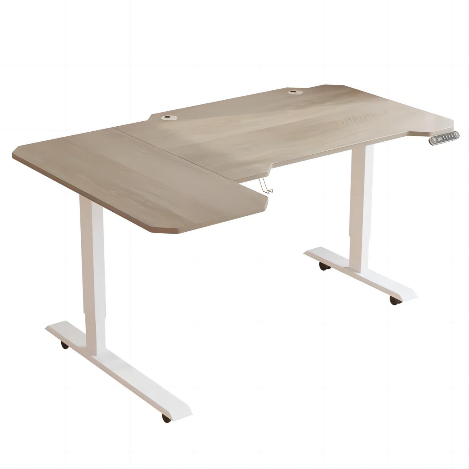 Birou Forma L reglabil electric pe inaltime, Gudewill, MDF/Otel, Cu ...