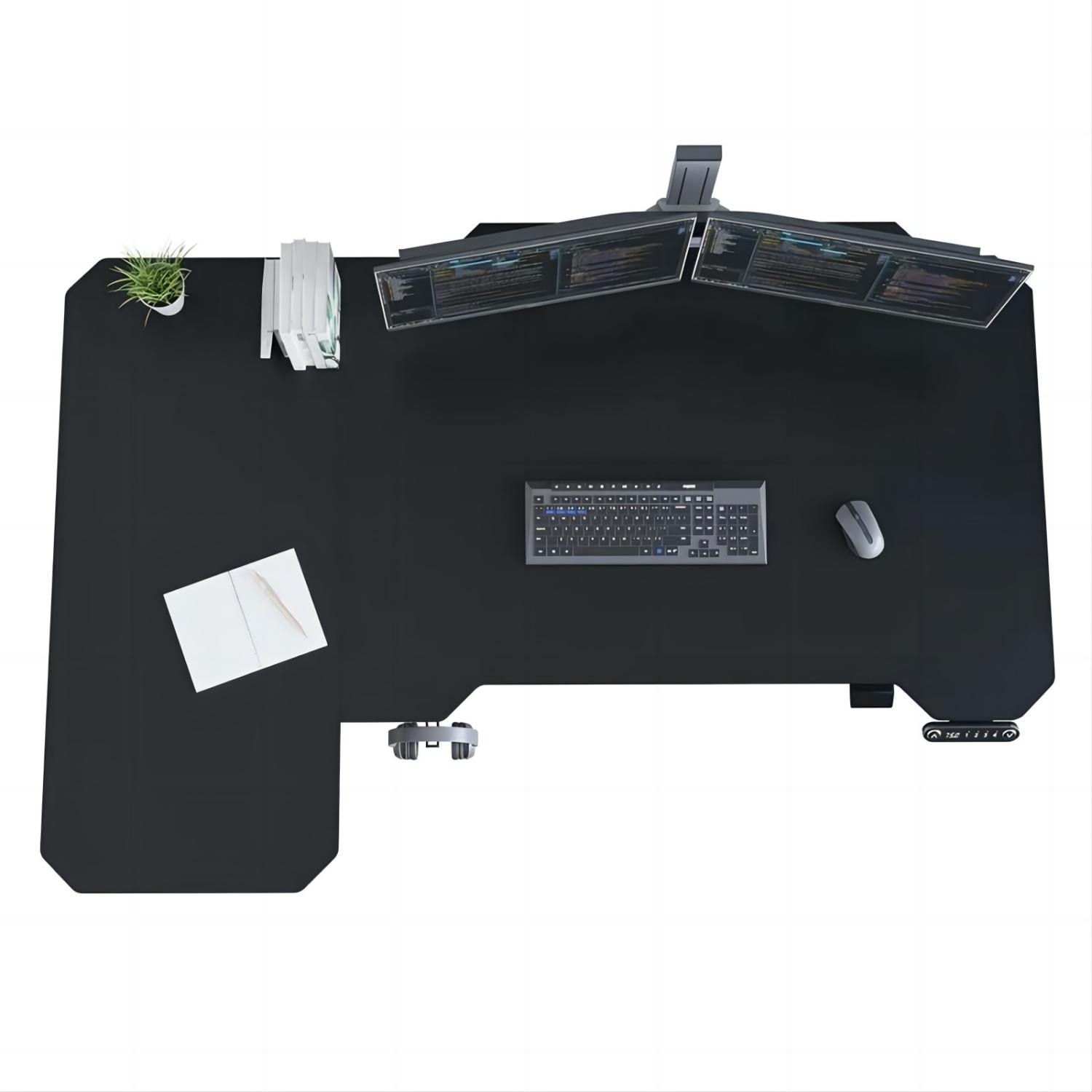 Birou Forma L reglabil electric pe inaltime, Gudewill, MDF/Otel, Cu ...